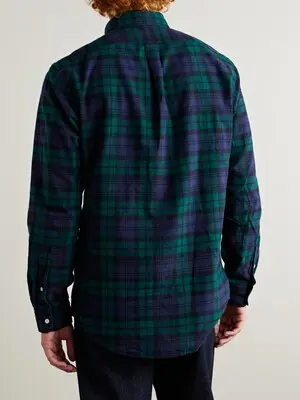 Polo Ralph Lauren Button-down Collar Logo-embroidered Checked Brushed-cotton Oxford Shirt - Blue