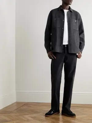 Mr P. Herringbone Wool And Cashmere-blend Flannel Overshirt - Gray