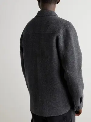 Mr P. Herringbone Wool And Cashmere-blend Flannel Overshirt - Gray