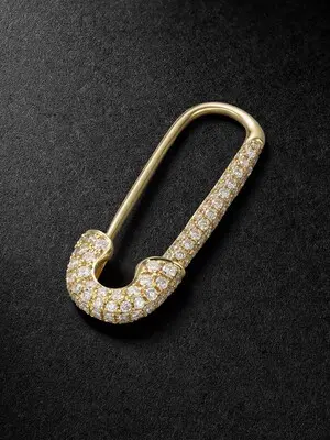 ANITA KO 18-karat Diamond Safety Pin Single Earring - Gold