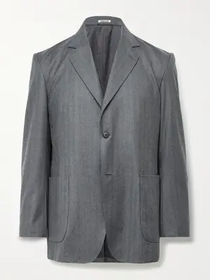Auralee Unstructured Pinstriped Wool-blend Twill Suit Jacket