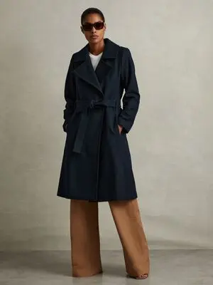 REISS Rae Wool-blend Double-breasted Coat With Cashmere