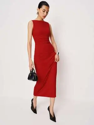 REFORMATION Benson Knit Dress Red