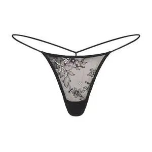 SKIMS Ultra Fine Lace Micro Thong - Onyx