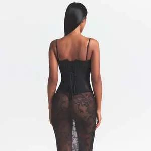 black lace dress back Black Mermaid Prom Dress Long Sleeves Lace Open Back-Bridelily main image 1