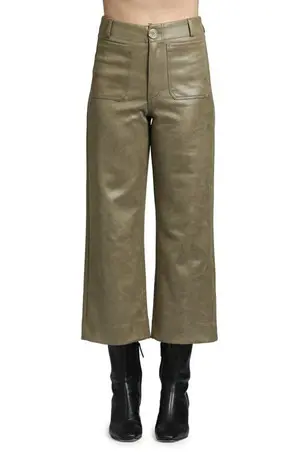APNY High-waisted Faux Leather Wide Leg Pants