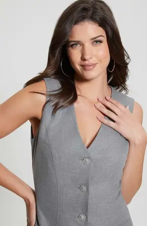 Guess Doris Rhinestone Button Mini Dress