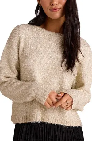 Bella Dahl Slouchy Metallic Sweater Ivory Gold Shimmer