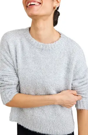 Bella Dahl Slouchy Metallic Sweater - Silver Shimmer