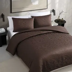 Vera Wang Illusion Lines 3 Piece Duvet Cover Set, King - Bittersweet Brown
