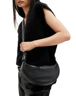 ALLSAINTS Half Moon Leather Crossbody - Black/black