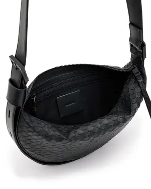 ALLSAINTS Half Moon Leather Crossbody - Black/black