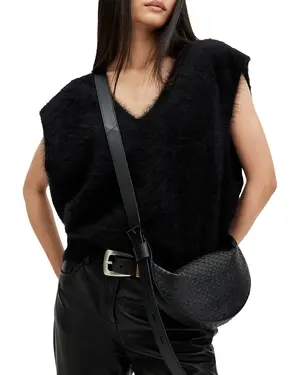 ALLSAINTS Half Moon Leather Crossbody - Black/black