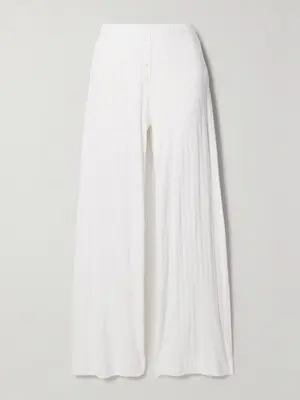 LESET Boxer Pointelle-knit Cotton Pants - White