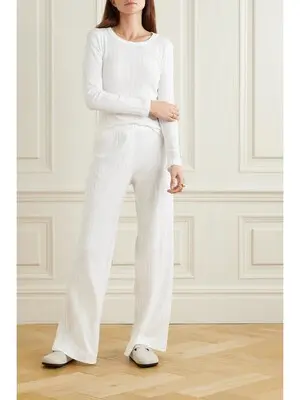 LESET Pointelle-knit Cotton Boxer Pants