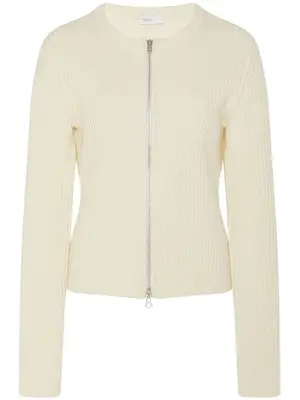 Rosetta Getty Zip-up Ribbed Knit Cardigan