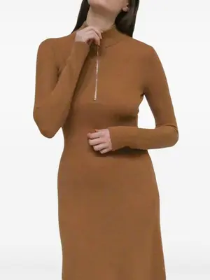 Rosetta Getty Zip-up Ribbed Knit Dress