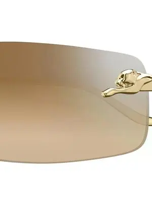 Cartier Panthère Rectangle-shape Sunglasses - Gold