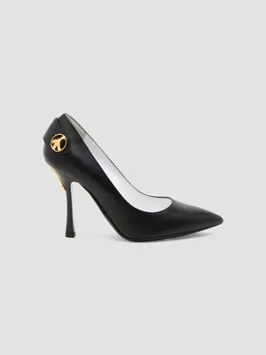 Moschino Peace Button 100mm Leather Pumps - Black