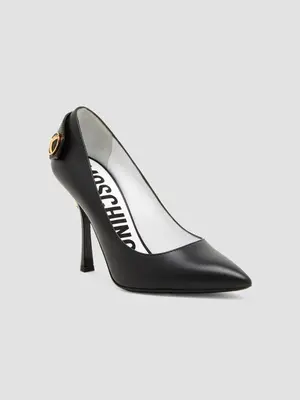 Moschino Peace Button 100mm Leather Pumps - Black