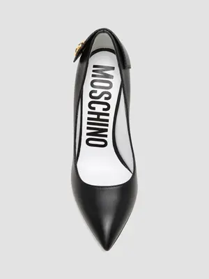 Moschino Peace Button 100mm Leather Pumps - Black