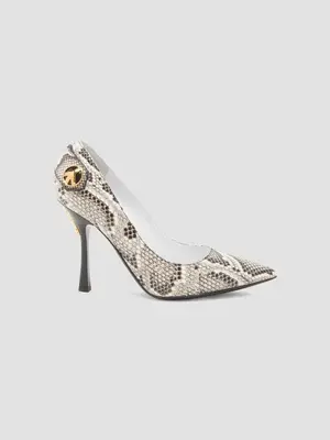 Moschino Peace Button 100mm Leather Pumps - Grey