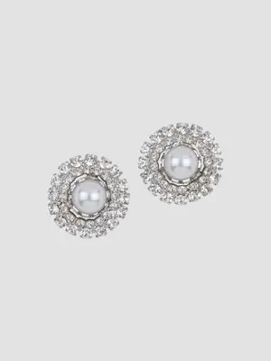 JENNIFER BEHR Antinea Rhodium-plated, Imitation Pearl & Crystal Earrings - Crystal Pearl