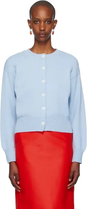 &daughter Blue Ada Crewneck Cardigan - Pale Blue