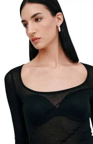 MARCELLA Melody Ruffle Seam Top - Black