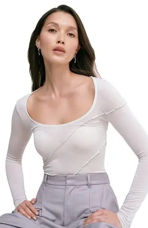 MARCELLA Melody Ruffle Seam Top - Mist