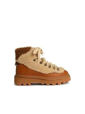 Moncler Peka Leather Boots - Beige