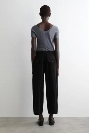 Cos Cropped Cotton-corduroy Trousers - Black