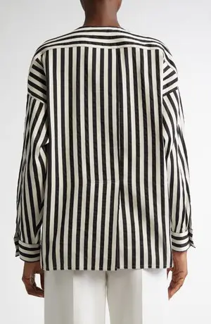 Max Mara Two-tone Striped Cotton-silk Shirt
