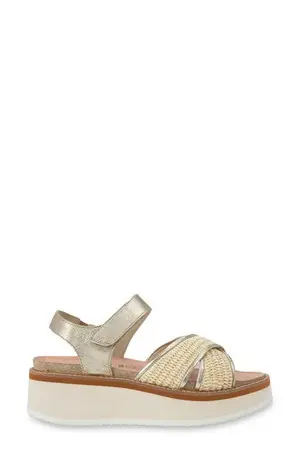 Naot Pavlova Platform Sandals - Radiant Gold/ Blonde Raffia