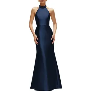 Alfred Sung Halter Neck Satin Gown