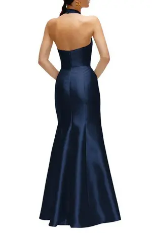 Alfred Sung Halter Neck Satin Gown