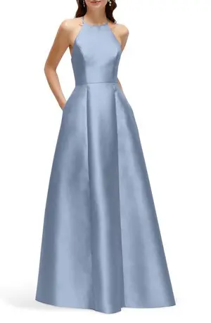 Alfred Sung A-line Satin Gown - Cloudy