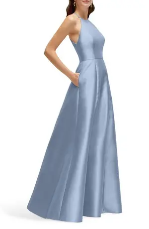 Alfred Sung A-line Satin Gown - Cloudy