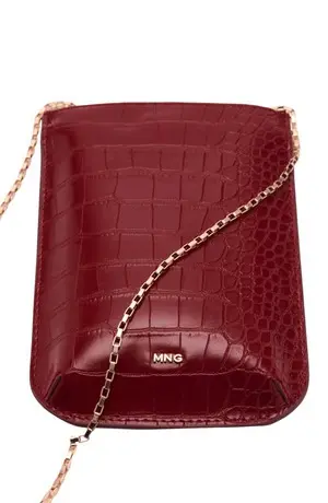 Mango Croc Embossed Faux Leather Phone Pouch