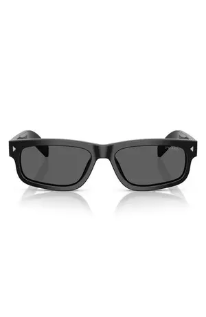 Prada 57mm Rectangular Sunglasses - Dark Grey