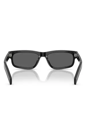 Prada 57mm Rectangular Sunglasses - Dark Grey