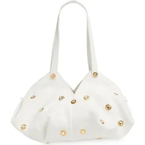 Versace Protea Leather Shoulder Bag - Porcelain White Gold