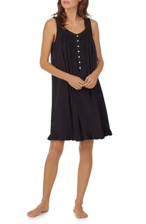 Eileen West Sleeveless Short Jersey Chemise - Black