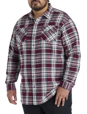 TRUE NATION BY DXL Big & Tall Plaid Rolled-sleeve Sport Shirt - Red Multi