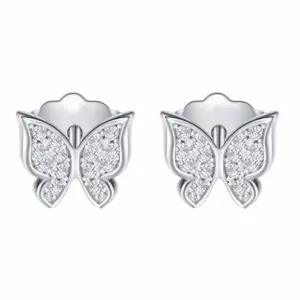 DONATELLO GIAN Name' Sterling Butterfly Crystal Stud Earrings - Silver