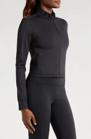 Travis Mathew Moveknit Full Zip Crop Jacket - Heather Black