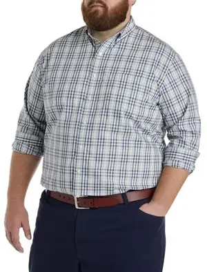 OAK HILL BY DXL Big & Tall Medium Plaid Sport Shirt