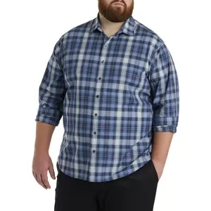 SYNRGY BY DXL Big & Tall Plaid Sport Shirt - Blue