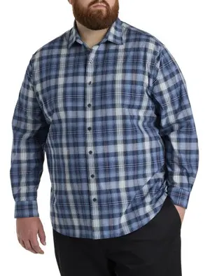SYNRGY BY DXL Big & Tall Plaid Sport Shirt - Blue
