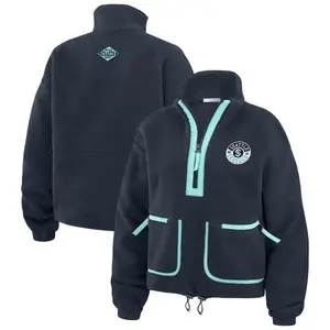 WEAR BY ERIN ANDREWS Seattle Kraken Polar Fleece Half-zip Jacket - Navy